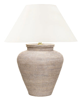 Naples Rattan Large Table Lamp, White Wash – High Street Market