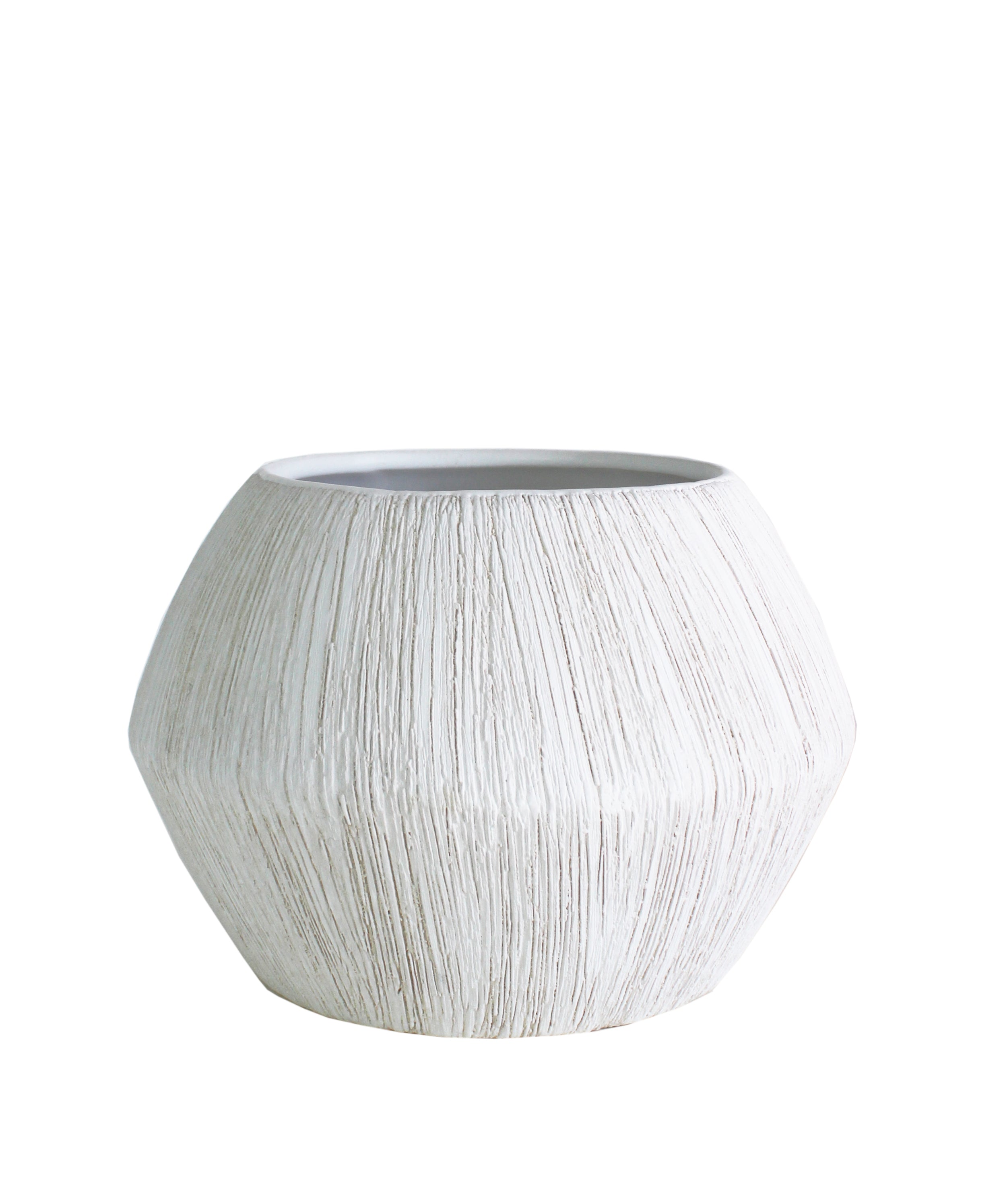 Etched Faceted Pot, White – High Street Market