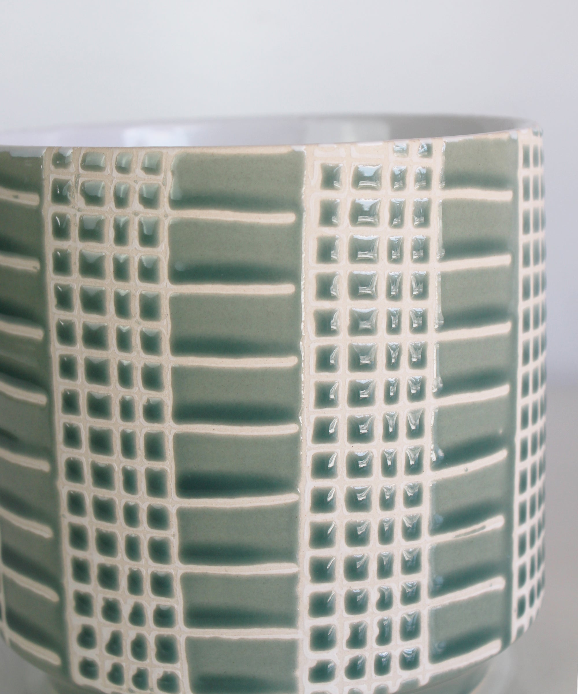 Grid Ceramic Planter, Sage – High Street Market