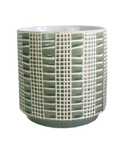 Grid Ceramic Planter, Sage – High Street Market