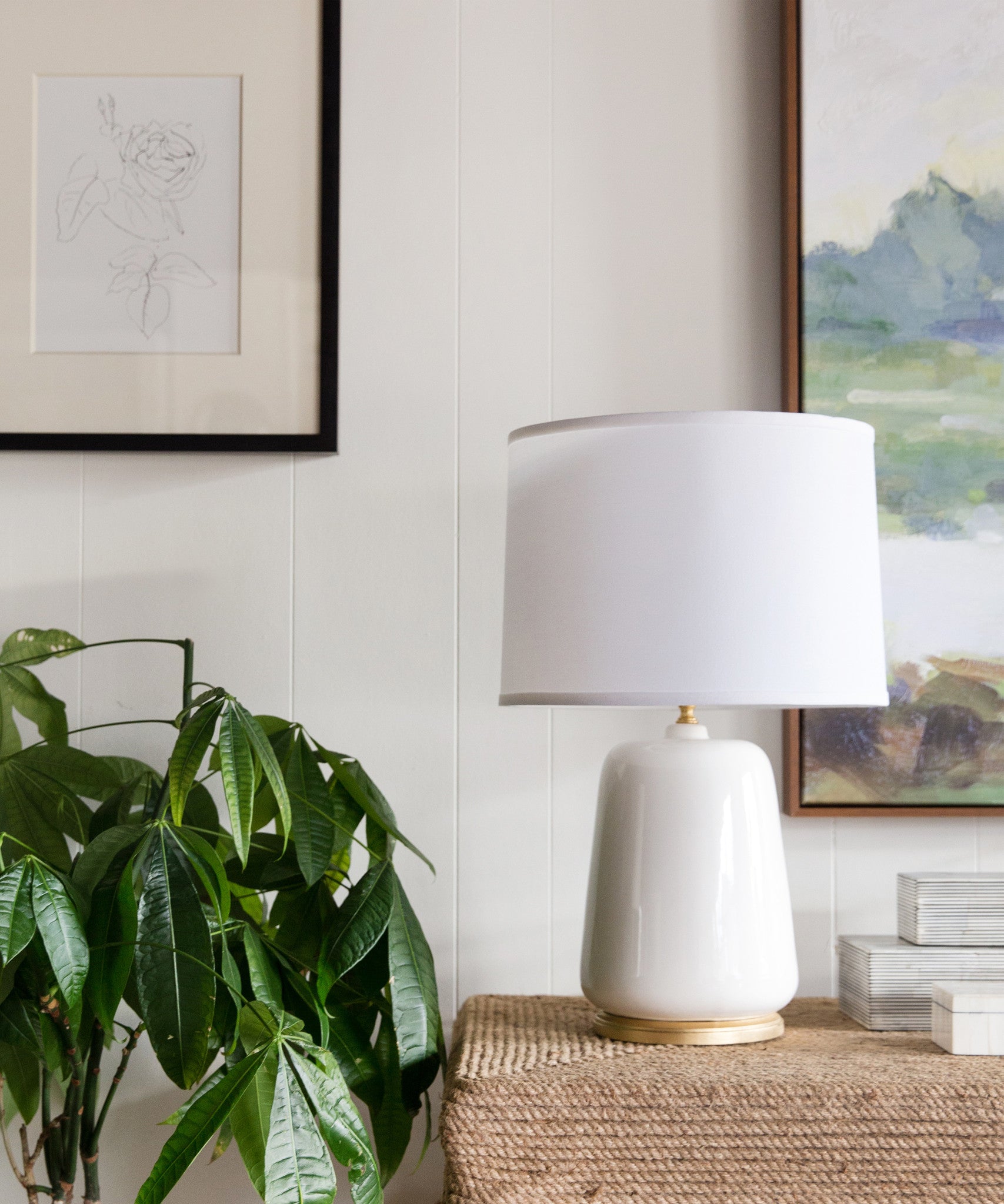 Logan Table Lamp, White – High Street Market