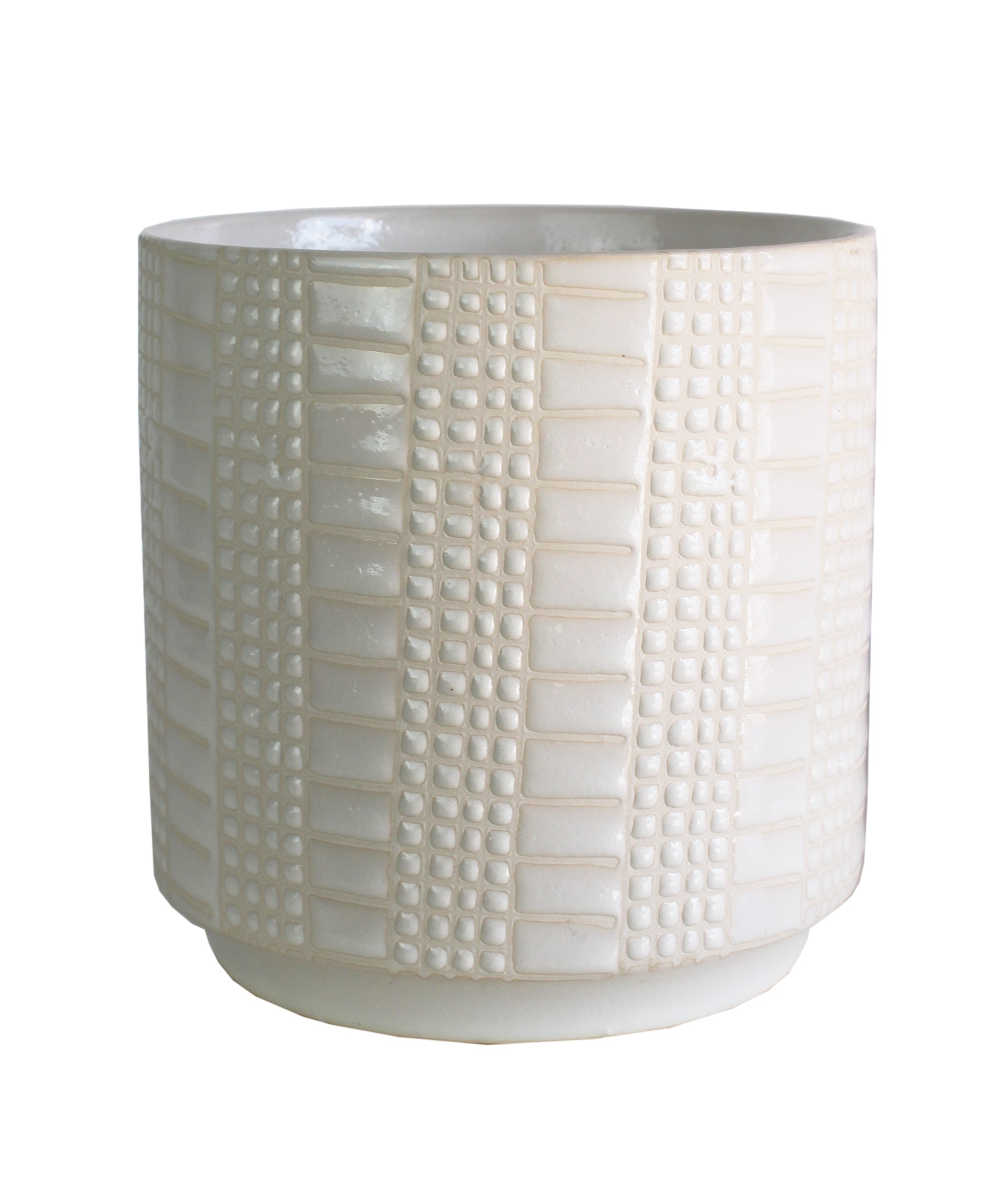 Grid Ceramic Planter, White – High Street Market