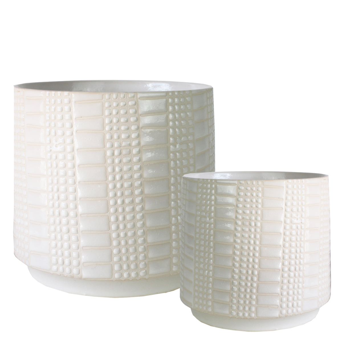 Grid Ceramic Planter, White – High Street Market