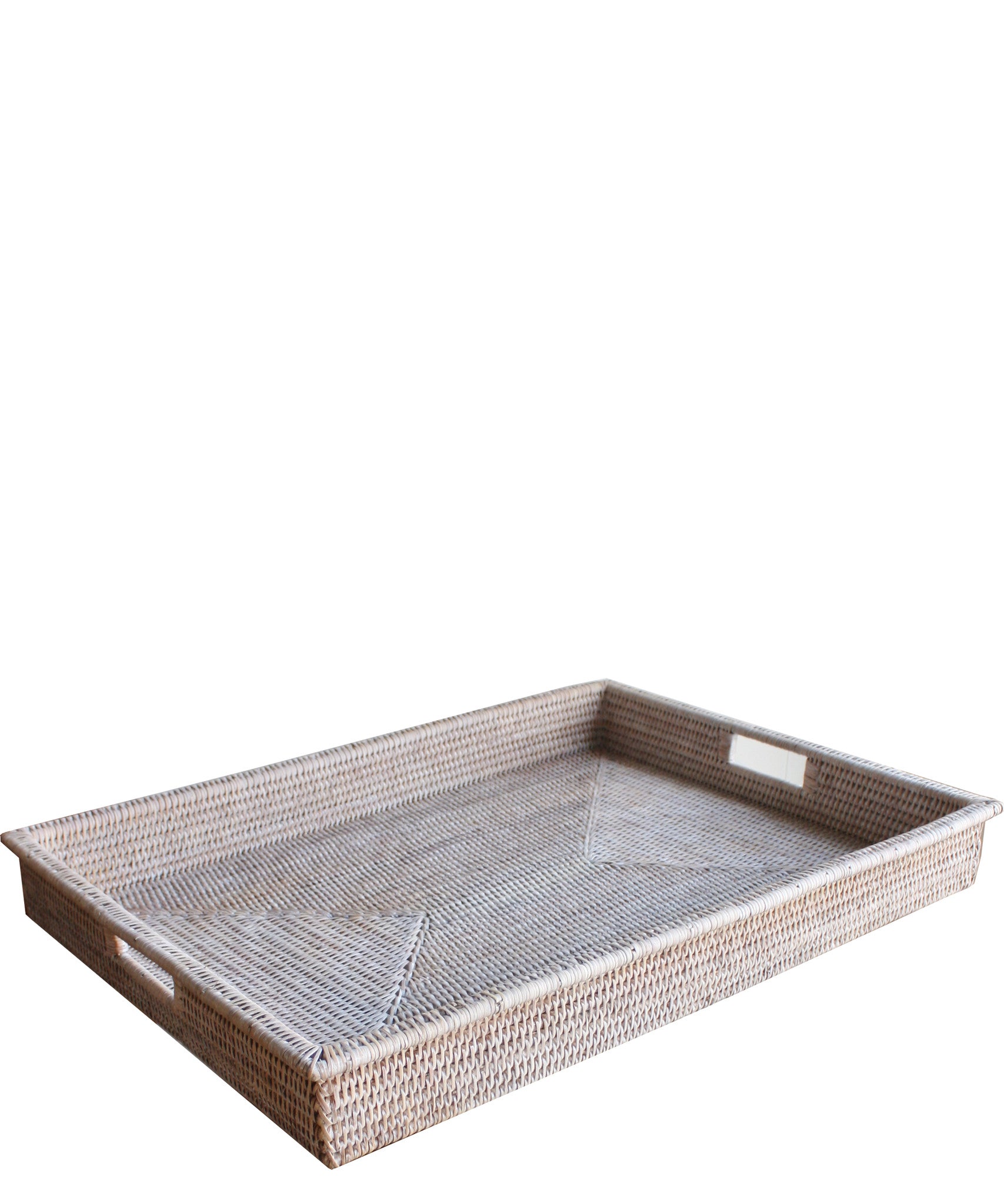 Large Woven Rectangular Serving Tray, White Wash – High Street Market