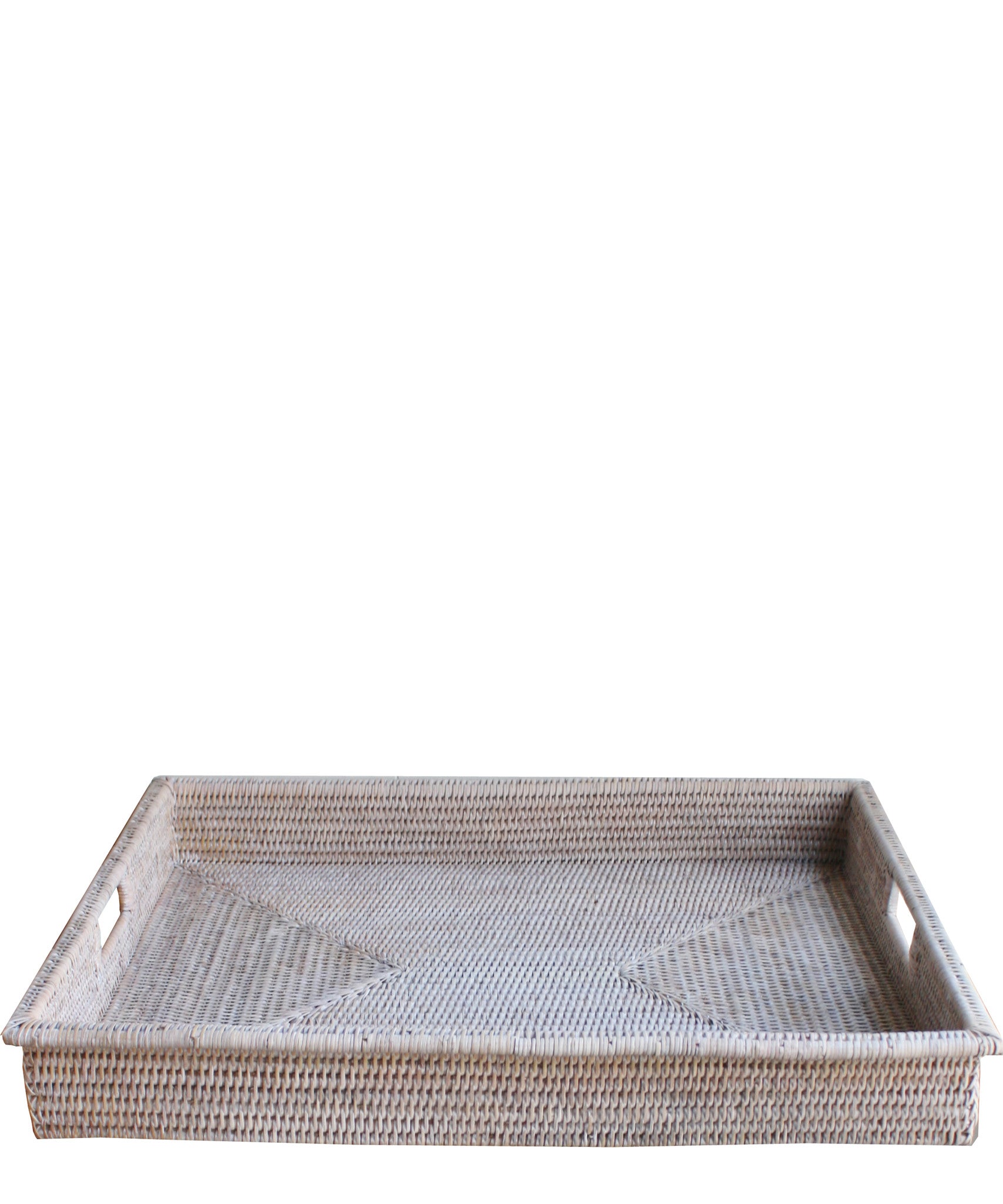 Large Woven Rectangular Serving Tray, White Wash – High Street Market